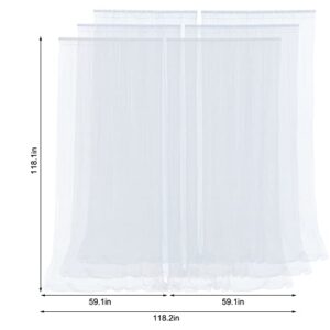 Sheer Backdrop Curtains White Tulle Backdrop Curtain for Parties Wedding White Backdrop Curtain for Birthday Party Baby Shower Photos Background Drape 30ft x 10ft(5ft x 10ft, 6 Panels)