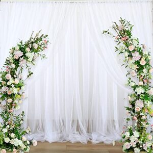 Sheer Backdrop Curtains White Tulle Backdrop Curtain for Parties Wedding White Backdrop Curtain for Birthday Party Baby Shower Photos Background Drape 30ft x 10ft(5ft x 10ft, 6 Panels)