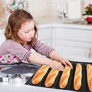 Meajore Baguette Pan, Nonstick Perforated Silicone Bread Pan, 5 Slots French Bread Baking Pan (17.7x13.4x1.4 inch)