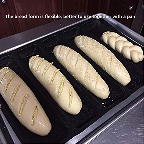 Meajore Baguette Pan, Nonstick Perforated Silicone Bread Pan, 5 Slots French Bread Baking Pan (17.7x13.4x1.4 inch)