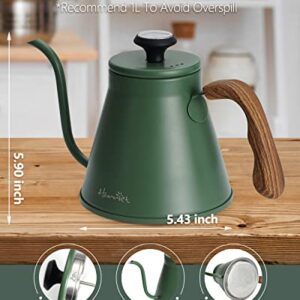 Gooseneck Kettle, Harriet 37oz Pour Over Kettle Stove Top, Coffee kettle with Thermometer, Stainless Steel Kettle with 3-Layer Base, Anti-Hot Handle, for Drip Coffee & Tea