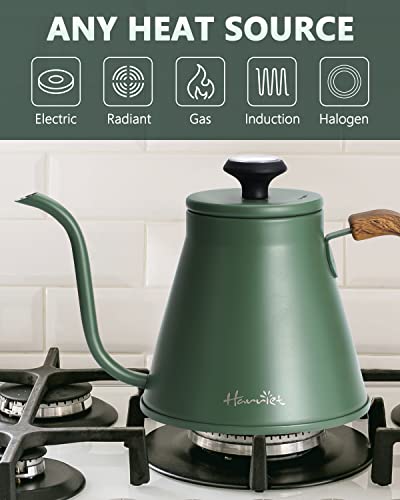 Gooseneck Kettle, Harriet 37oz Pour Over Kettle Stove Top, Coffee kettle with Thermometer, Stainless Steel Kettle with 3-Layer Base, Anti-Hot Handle, for Drip Coffee & Tea