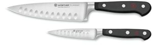 wüsthof classic hollow edge 2-piece chef's knife set, black, 6 nd 3.5-inch