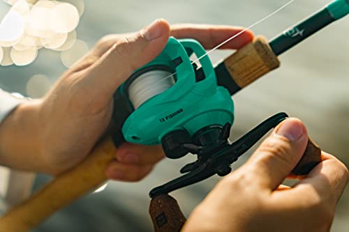 13 FISHING - Modus TX2 Baitcast Reel - 7.3:1 Gear Ratio - Right Hand Retrieve (Salt+Fresh) - MODTX2-7.3-RH, Seafoam Green