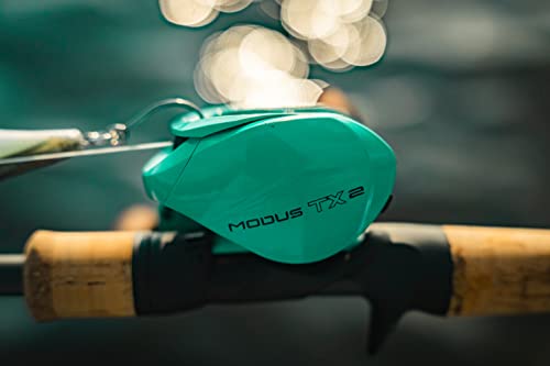 13 FISHING - Modus TX2 Baitcast Reel - 7.3:1 Gear Ratio - Right Hand Retrieve (Salt+Fresh) - MODTX2-7.3-RH, Seafoam Green