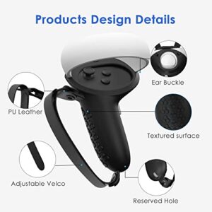 ZyberGears VR Controller Grips for Oculus Quest 2 Controller Accessories, Silicone Controller Replacement with Velcro Strap for Meta Quest 2 Black