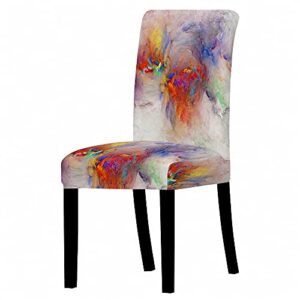 Colorful Print Universal High Elastic Chair Cover Dining Room Kitchen Office Wedding Home Banquet Cover AH5 4PCS