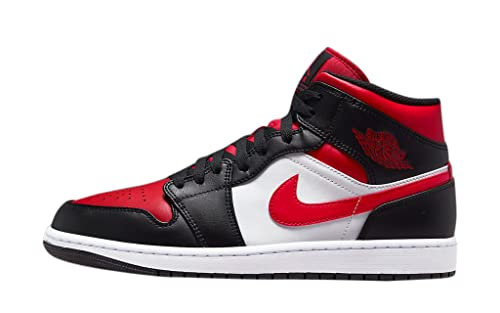 Nike Men's Air Jordan 1 Mid Sneaker, White/Black-red, 10