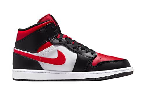 Nike Men's Air Jordan 1 Mid Sneaker, White/Black-red, 10