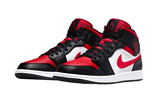 Nike Men's Air Jordan 1 Mid Sneaker, White/Black-red, 10