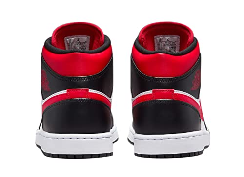 Nike Men's Air Jordan 1 Mid Shoes, White/Black-red, 9.5