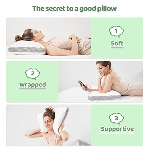 4R Pllows Standard Size Set of 2 - Cooling Bed Pillow for Sleeping - Bamboo Shredded Memory Foam Pillows - Firm and Soft Adjustable Pillow for Back/Stomach/Side Sleepers