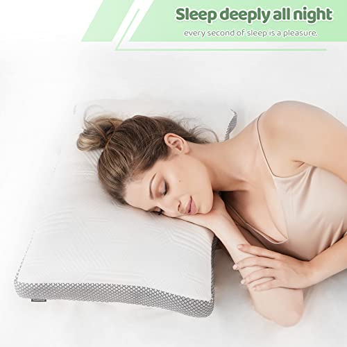 4R Pllows Standard Size Set of 2 - Cooling Bed Pillow for Sleeping - Bamboo Shredded Memory Foam Pillows - Firm and Soft Adjustable Pillow for Back/Stomach/Side Sleepers