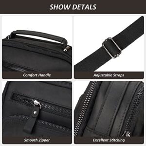 HUMERPAUL Genuine Leather Crossbody Sling Bag Messenger Man Purse Handbags for Mens Zipper Shoulder Bag for Work Business, Black