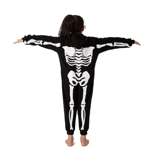 Spooktacular Creations Halloween Unisex Skeleton Costume Pajama Kids Skeleton Jumpsuit Dress Up Party Skeleton Hoodie Cosplayp