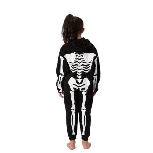 Spooktacular Creations Halloween Unisex Skeleton Costume Pajama Kids Skeleton Jumpsuit Dress Up Party Skeleton Hoodie Cosplayp