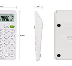 UNIONE White Calculator with a Bright LCD, Dual Power Handheld Desktop. Color. Business, Office, High School (4×6.6in)