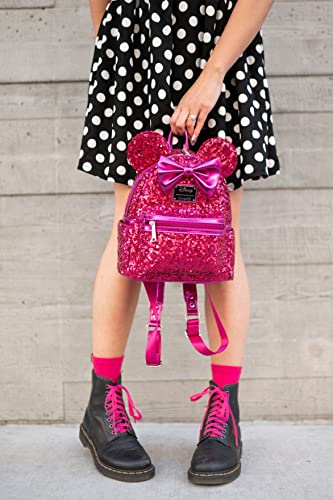 Loungefly Disney Minnie Mouse Magenta Sequin Women's Backpack One Size