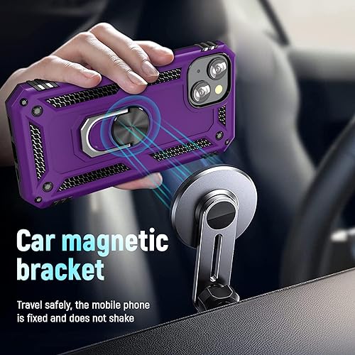 ADDIT Phone Case for iPhone 13 Mini Case Purple iPhone 13 Mini Phone Case for Women Girl,with Magnetic Car Mount Ring Stand Cover for iPhone 13 Mini 5.4" - Purple