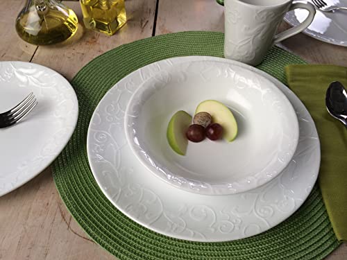 Corelle Dinnerware Set (12pc Set, Bella Faenza)-Dinner Set for 4, Includes 4 x: Plates, Side Plates & Bowls, 3 X More Durable, Half The Space & Weight of Ceramic, up to 80% Recycled Glass (1146912)