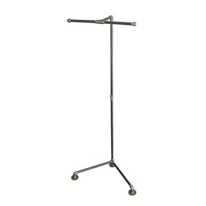 pipe decor black steel freestanding tee-style clothing rack kit, diy industrial pipe coat rack