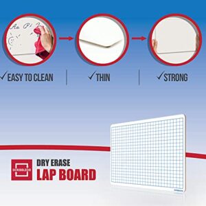 SCRIBBLEDO Dry Erase Grid Whiteboard 9" x 12" Double Sided Graph White Board with Grid Lines for Kids and Students Portable Dry Erase Lapboards for Home School and Classroom