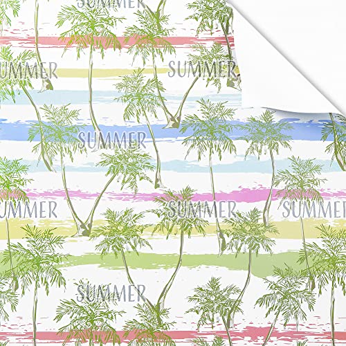 Summer Wrapping Paper, Tropical Wrapping Paper for All Occasion, Aloha Gift Wrap Paper, Hawaii Jungle Tropical Themed Coconut Tree Wrap Paper Sheet, 4 Sheets Folded Flat 20x28 Inches Per Sheet