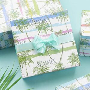 Summer Wrapping Paper, Tropical Wrapping Paper for All Occasion, Aloha Gift Wrap Paper, Hawaii Jungle Tropical Themed Coconut Tree Wrap Paper Sheet, 4 Sheets Folded Flat 20x28 Inches Per Sheet