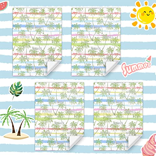 Summer Wrapping Paper, Tropical Wrapping Paper for All Occasion, Aloha Gift Wrap Paper, Hawaii Jungle Tropical Themed Coconut Tree Wrap Paper Sheet, 4 Sheets Folded Flat 20x28 Inches Per Sheet