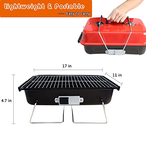 GEERTOP Portable Charcoal Grill with Lid Folding Barbecue Grill for Outdoor Camping Cooking Small Table Top BBQ Grill for Picnic Patio Backyard