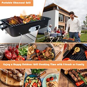 GEERTOP Portable Charcoal Grill with Lid Folding Barbecue Grill for Outdoor Camping Cooking Small Table Top BBQ Grill for Picnic Patio Backyard