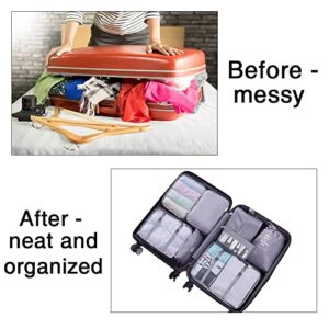 Blibly Packing Cubes for Suitcase, 9 PCS Lightweight Travel Luggage Organizers Set, Waterproof Luggage Packing Cubes for Travel Accessories(Grey)