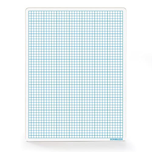 SCRIBBLEDO Dry Erase Graph Whiteboard 9" x 12" Double Sided Dry Erase Board with Grid for Home, School, Classroom, Kids and Students Portable Grid Board for Graphing and Geometry