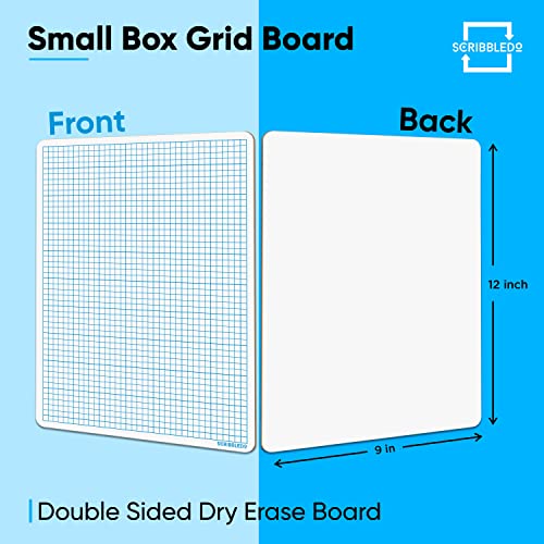 SCRIBBLEDO Dry Erase Graph Whiteboard 9" x 12" Double Sided Dry Erase Board with Grid for Home, School, Classroom, Kids and Students Portable Grid Board for Graphing and Geometry