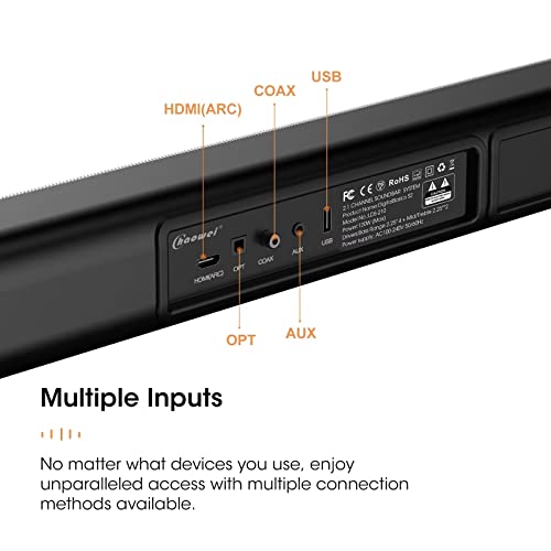 Chaowei Bluetooth TV Sound Bar Speaker 150W with 4 Subwoofers-37 Inch Surround 2.1 Sound System - HDMI,ARC, Optical,AUX,USB,Coaxial Cable Connectivity-Remote Control Included