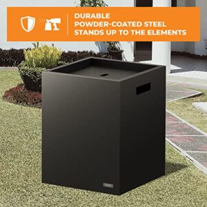 Outdoor Living Perfected Dunbar Water-Resistant Propane Tank Cover Table – Hide and Protect Standard 20 lb Propane Tank – Powder-Coated Steel, Black