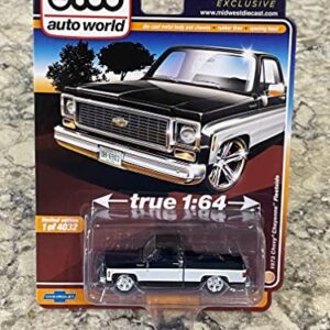 Auto World 1973 Chevy Cheyenne Pickup Truck Black and White 1/64 1 of 4032