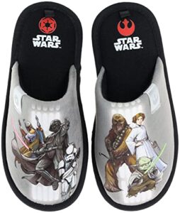 star wars kids slipper, mismatch scuff slide slipper, grey, big kid size 3-4/women's 5-6