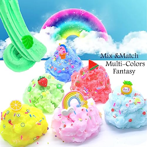 8pack Dual Color Cloud Slime Kit for Girls and Boys -Super Soft and Non-Sticky, Party Favor for Kids Girls & Boys