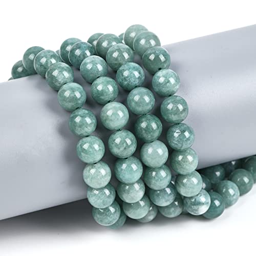 60pcs 6mm Natural Gemstone Beads Burmese Jade Beads Round Loose Beads for Jewelry Making with Crystal Stretch Cord