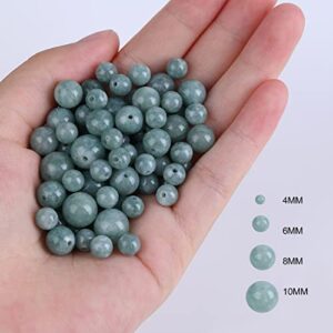 60pcs 6mm Natural Gemstone Beads Burmese Jade Beads Round Loose Beads for Jewelry Making with Crystal Stretch Cord