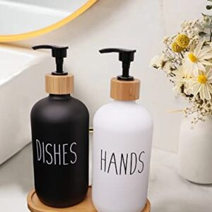 VICUKIE Dish Soap Dispenser, Contains Glass Hand Soap Dispenser and Dish Soap Dispenser, Kitchen Soap Dispenser Set, Matte Black and White, Farmhouse Kitchen Decor，Newly Updated (Black and White)