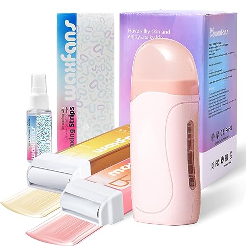 Wax Roller,Roll On Wax Kit,99% Hair Removal Rate,Roll on Wax for Larger Areas of the Body.Home Waxing Kit for Women,Soft Wax kit for sensitive Skin (pink)