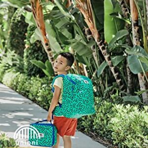 uninni 16" Kid's Backpack for Girls and Boys Age 6+ with Padded, and Adjustable Shoulder Straps. Fits Height 3'9" Kids (Strokes Green)