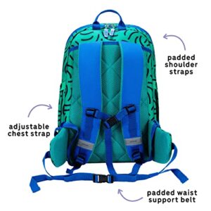 uninni 16" Kid's Backpack for Girls and Boys Age 6+ with Padded, and Adjustable Shoulder Straps. Fits Height 3'9" Kids (Strokes Green)