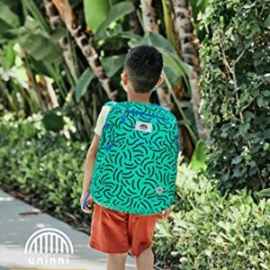 uninni 16" Kid's Backpack for Girls and Boys Age 6+ with Padded, and Adjustable Shoulder Straps. Fits Height 3'9" Kids (Strokes Green)