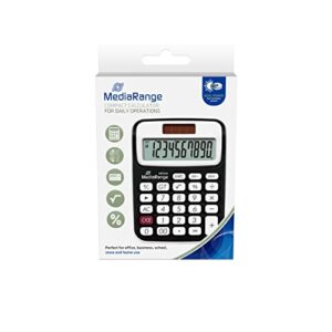 MediaRange Compact calculator with 10-digit LCD display, solar and battery operation, black/white