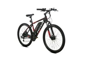 totem electric bike for adults 26”, electric mountain bicycle 350w motor, 20mph victor 2.0 with 36v 10.4ah removable battery, e-mtb with shimano 21 speed gears, upgraded adjustable stem-black