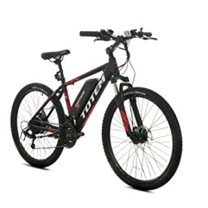 Totem Electric Bike for Adults 26”, Electric Mountain Bicycle 350W Motor, 20MPH Victor 2.0 with 36V 10.4Ah Removable Battery, E-MTB with Shimano 21 Speed Gears, Upgraded Adjustable stem-Black