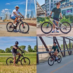 Totem Electric Bike for Adults 26”, Electric Mountain Bicycle 350W Motor, 20MPH Victor 2.0 with 36V 10.4Ah Removable Battery, E-MTB with Shimano 21 Speed Gears, Upgraded Adjustable stem-Black